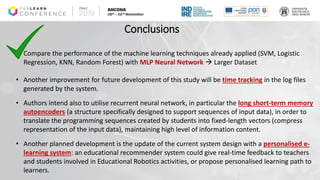 Analysis of Educational Robotics activities using a machine learning ...