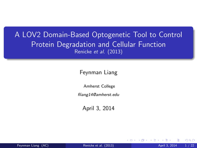 A LOV2 Domain-Based Optogenetic Tool to Control Protein Degradation and Cellular Function ...