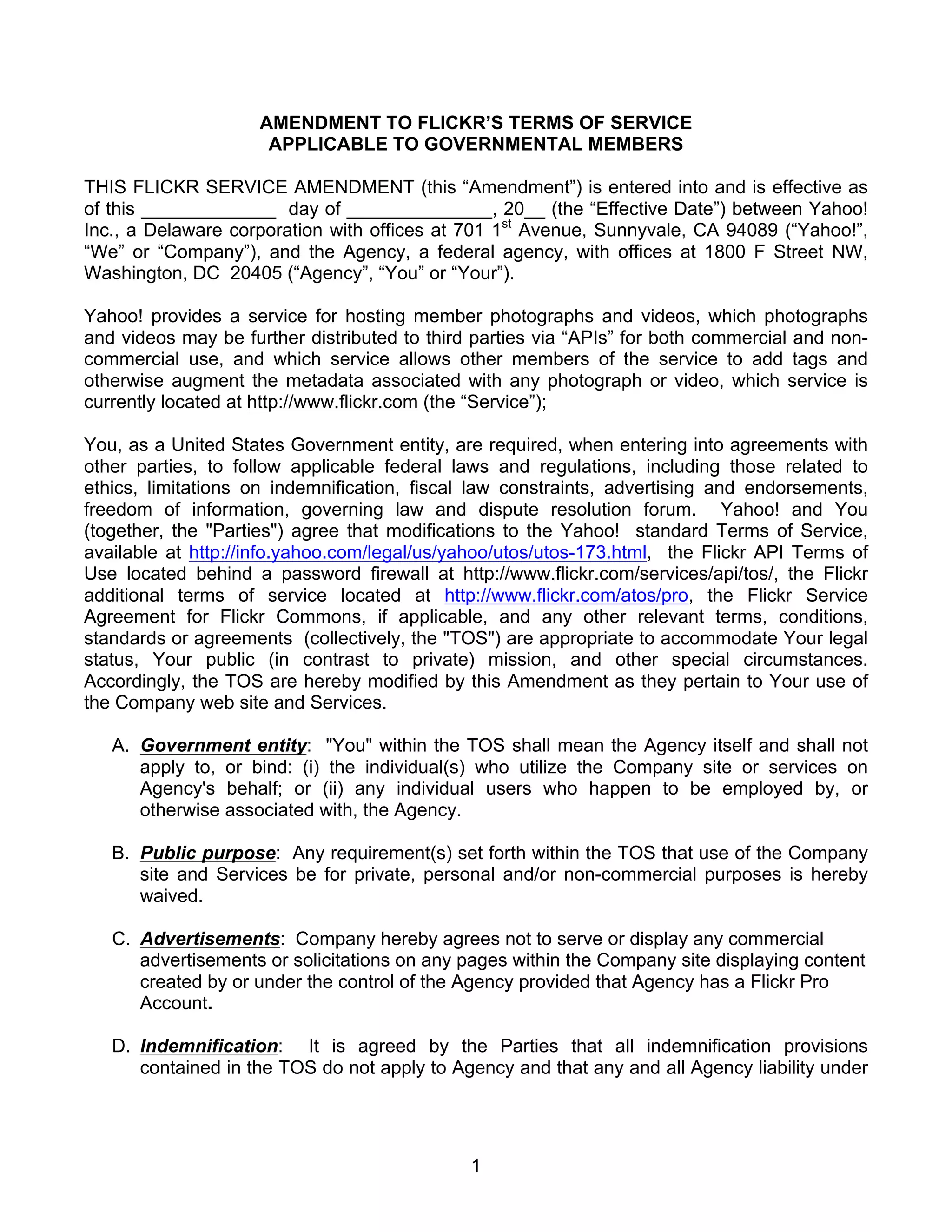 Flickr Terms of Service (TOS) Amendment | PDF