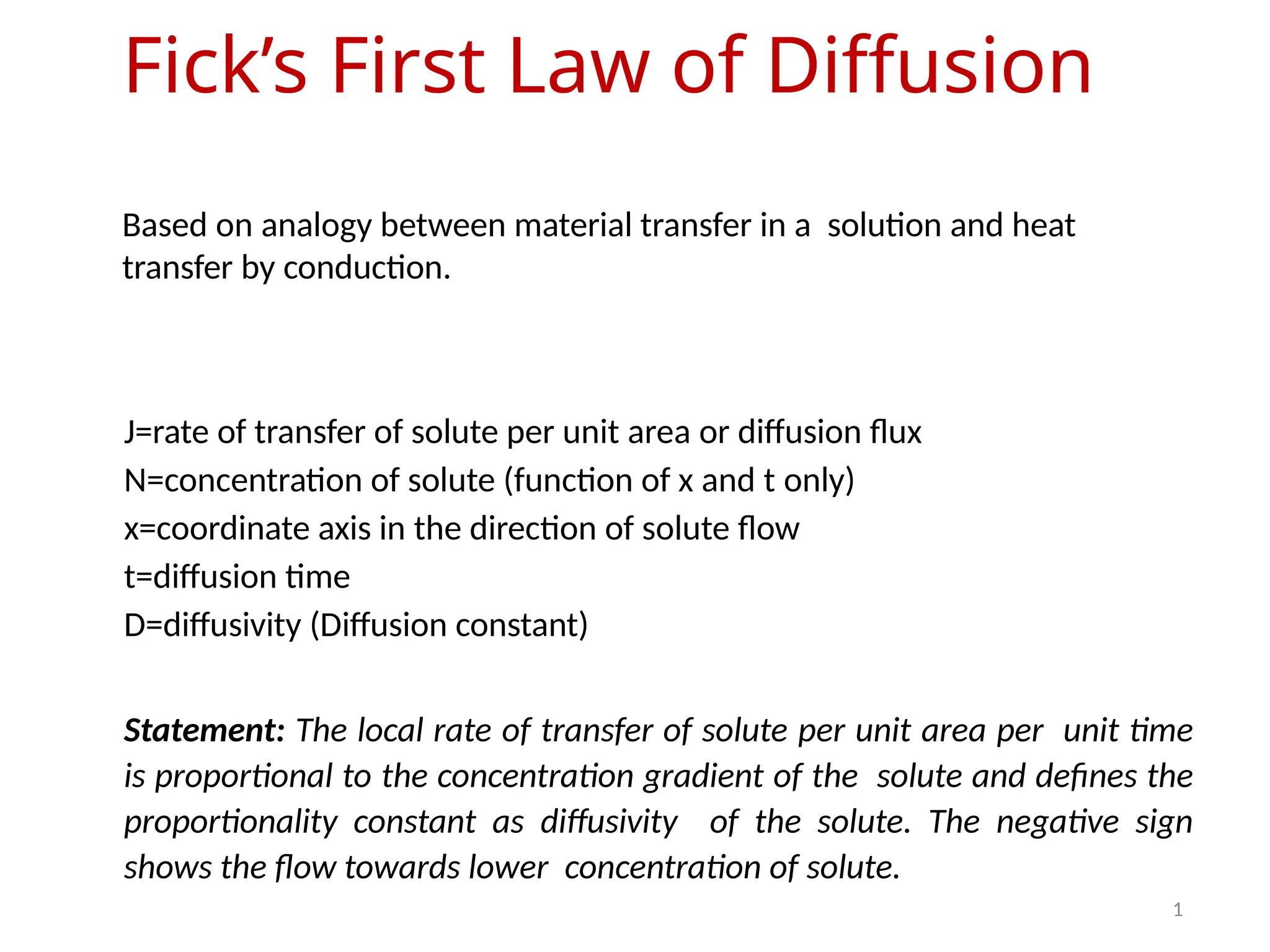 ficks law of diffusion _________________ | PPTX