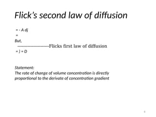 ficks law of diffusion _________________ | PPTX