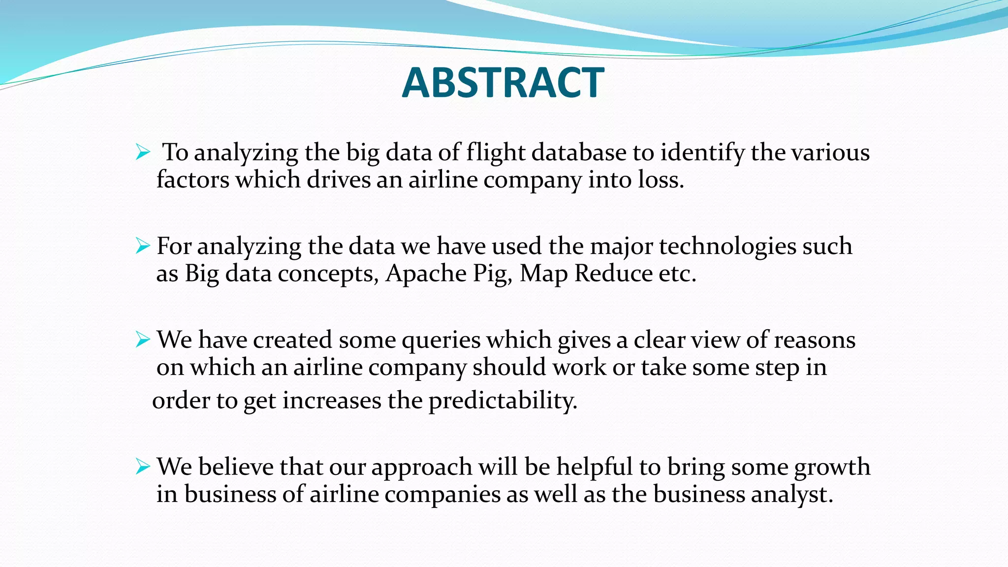 Flight data analysis using apache pig--------------Final Year Project | PPT