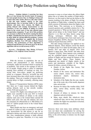 Flight delay detection data mining project | PDF