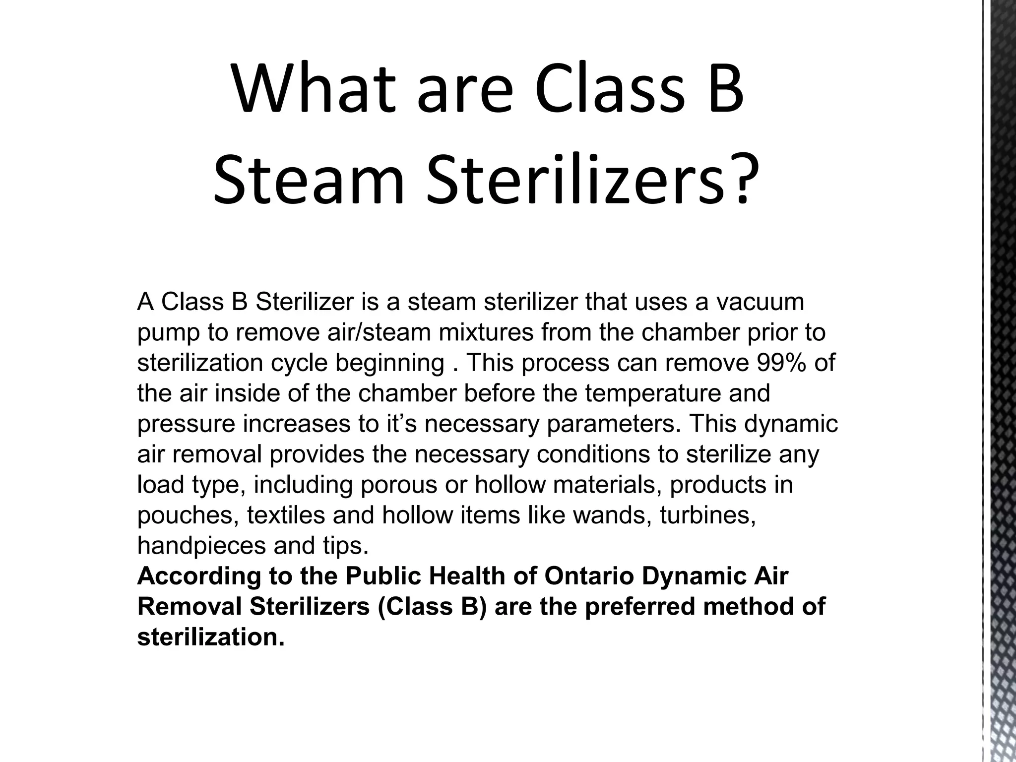 Flight Dental Systems Class B Autoclave - Clave B | PPT