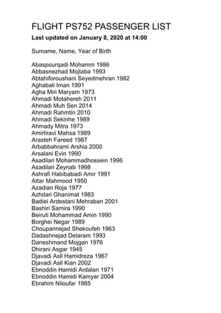Flight ps752 passenger list | PDF