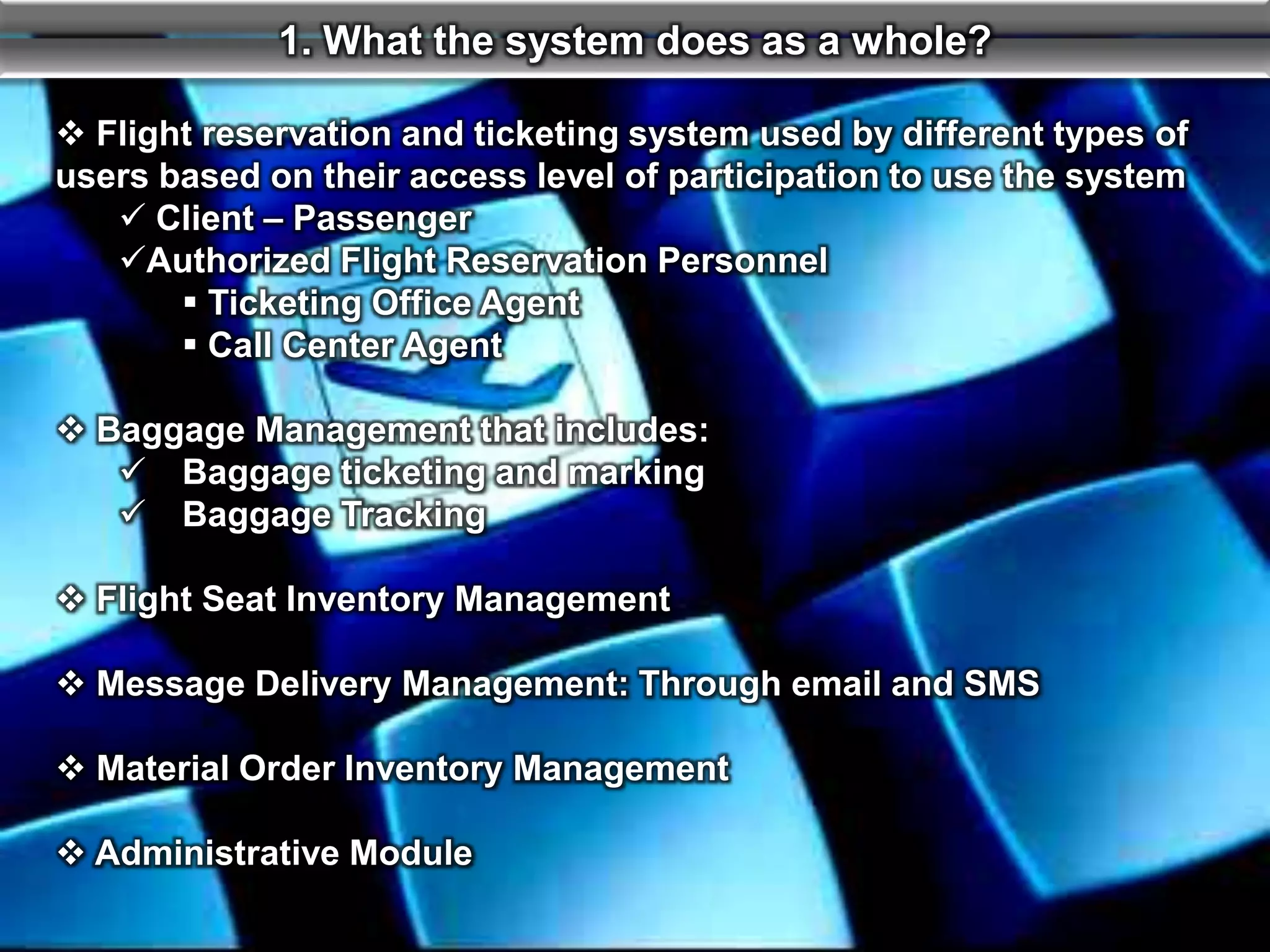Flight reservation and ticketing system ppt | PPTX