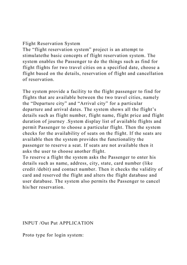 Flight Reservation SystemThe flight reservation system” proje.docx