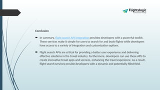 Flight Search API Integration | Flight Data API | PPTX