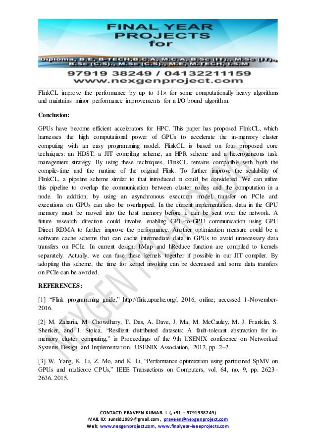 Flink Cl An Opencl Based In Memory Computing Architecture On Heterogeneous Cpu Gpu Clusters For
