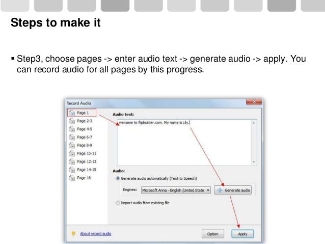 How to create audio page flip publications with Flip PDF