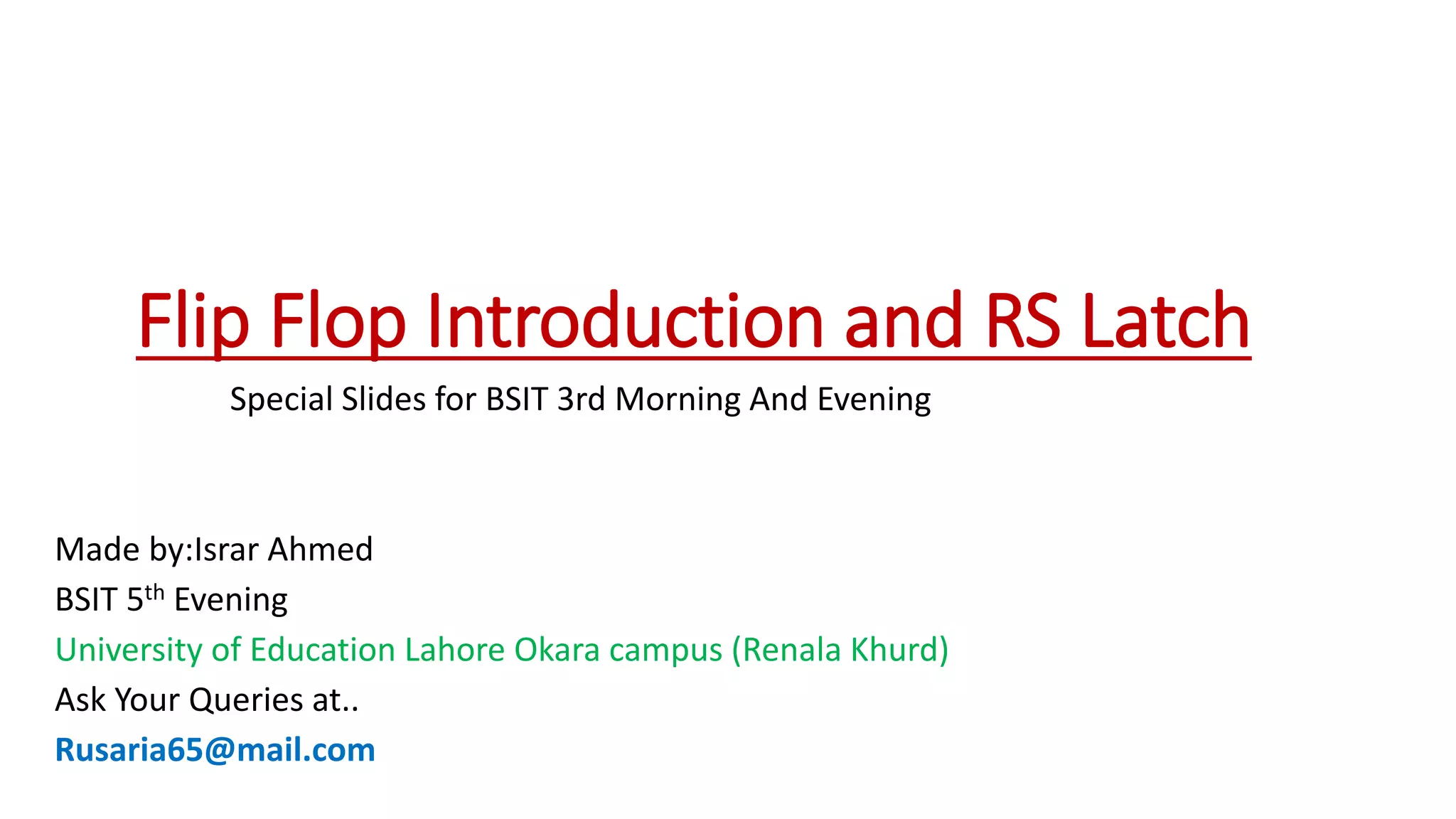 Flip flop and rs latch | PPT