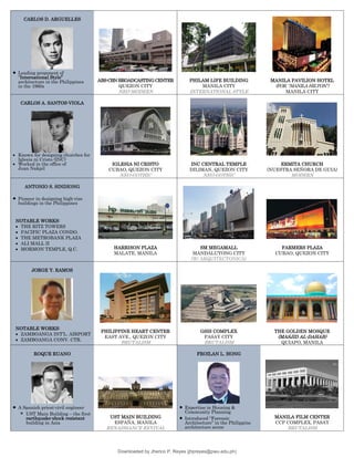 Contemporary Filipino Architects and their Works | PDF