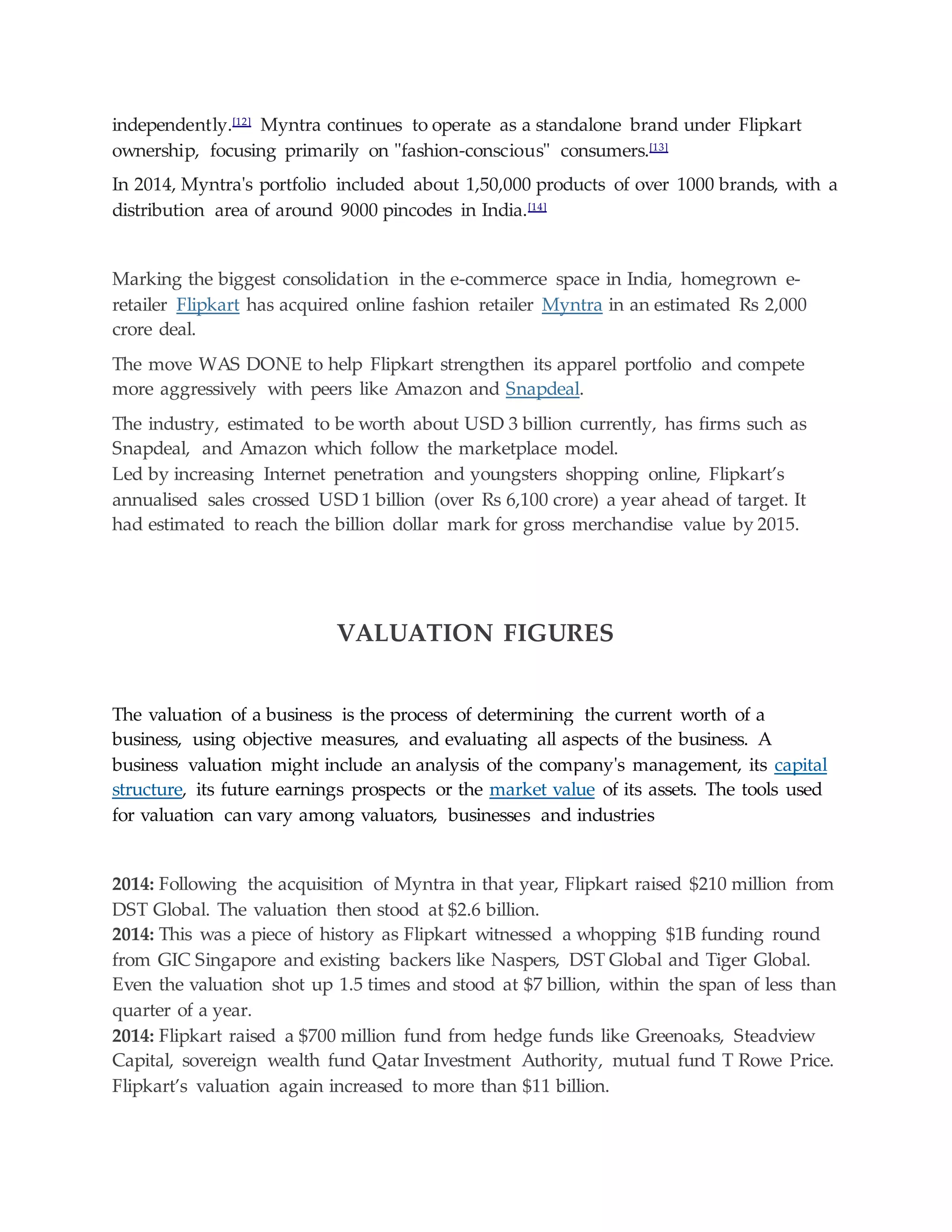 Flipkart history and valuation over the years | DOCX