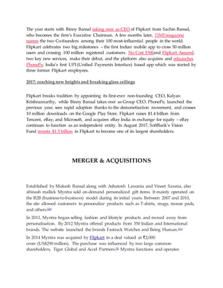 Flipkart history and valuation over the years | DOCX