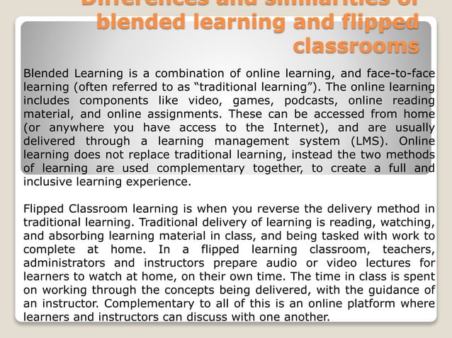 Flipped classroom and blended learning | PPTX | Educational Assessment | Education