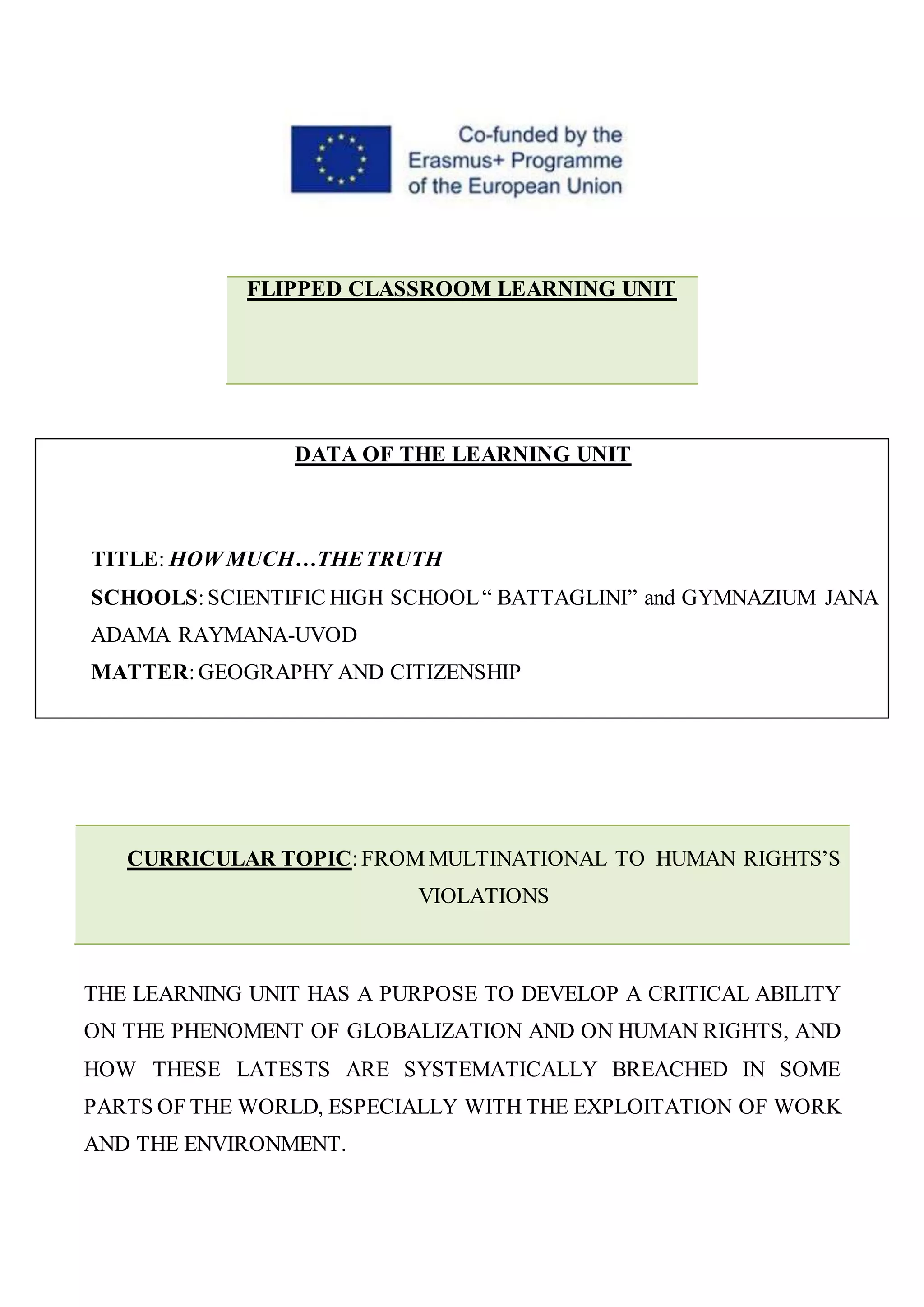 Flipped classroom learning unit | PDF