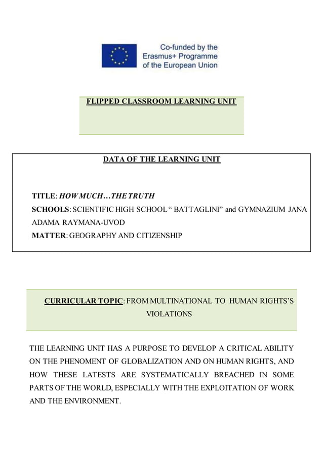 Flipped classroom learning unit | PDF