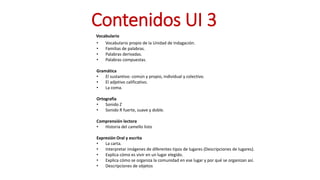 Contenidos Lengua española Unidad 3 | PPT