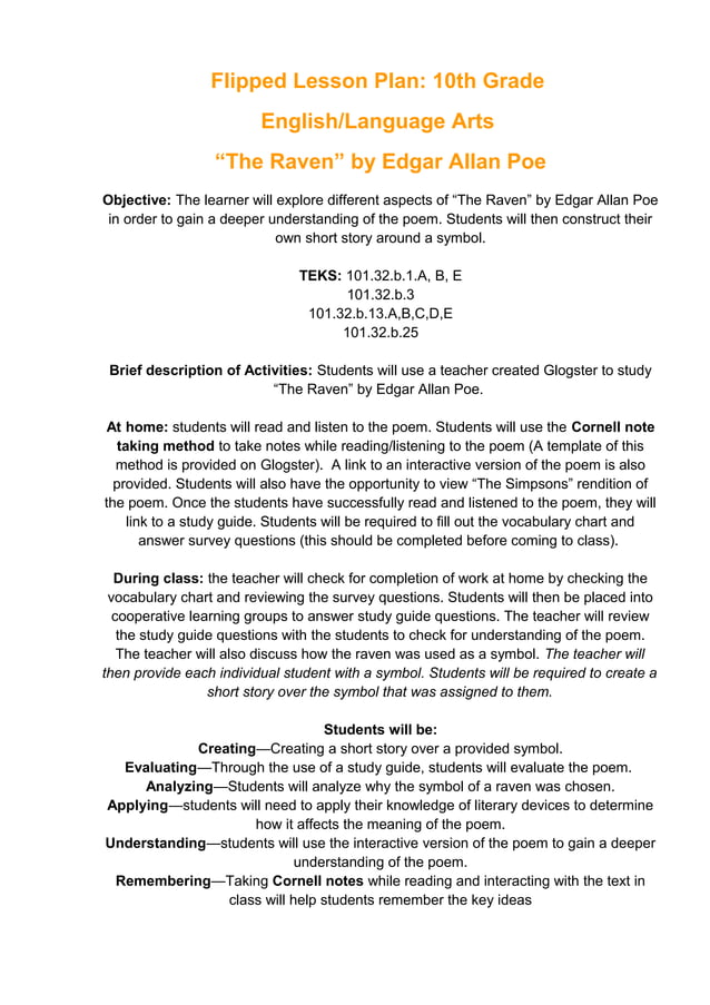 Flipped lesson plan | PDF