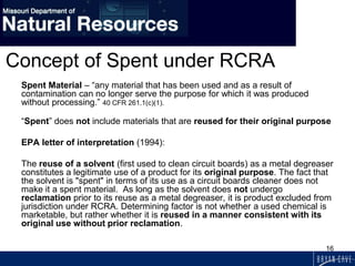 RCRA Beneficial Use by Kathy Flippin, MDNR, and Dale Guariglia, Bryan ...