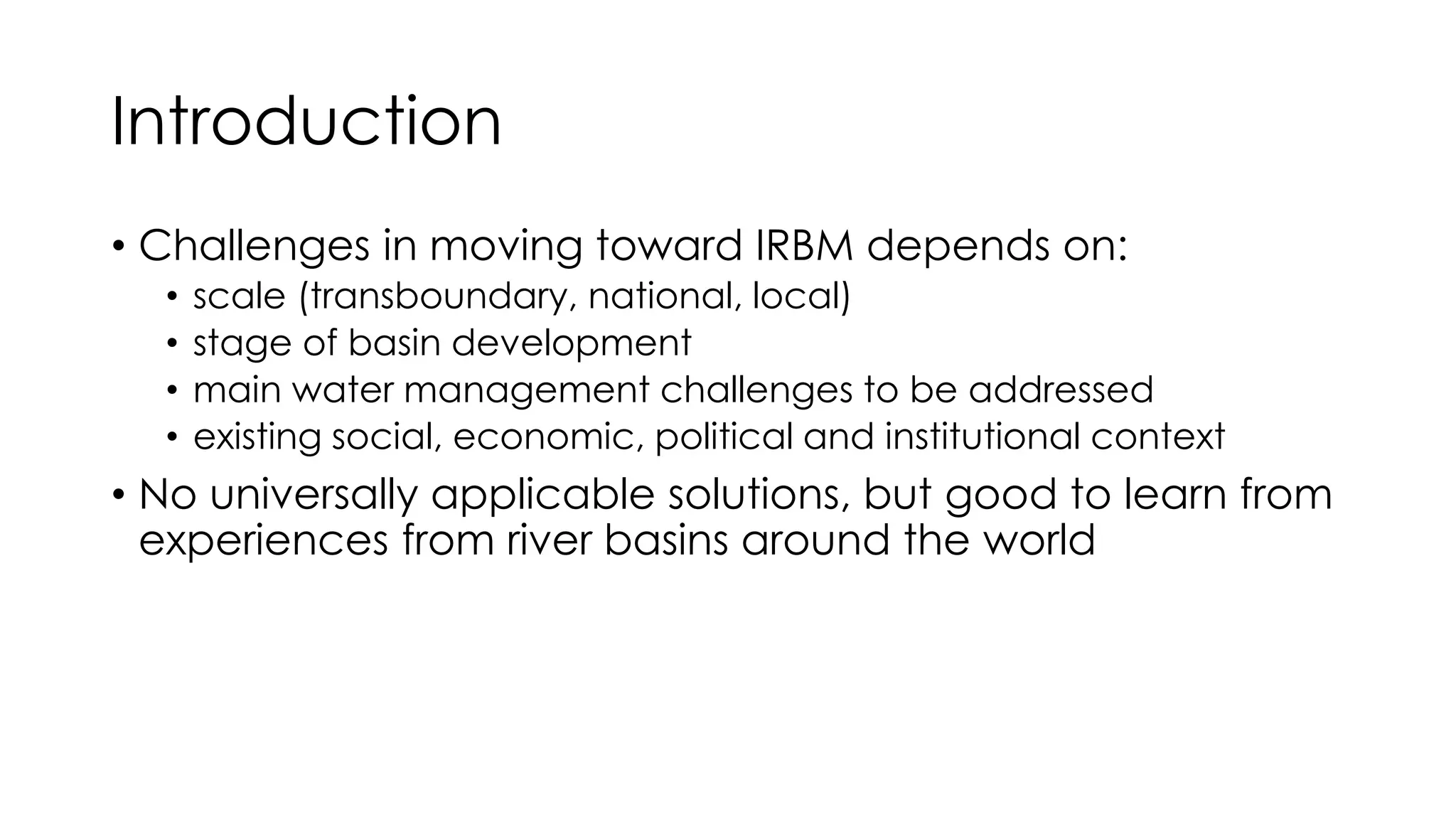 SWaRMA_IRBM_Module1_#2, River basin management: approach and challenges ...