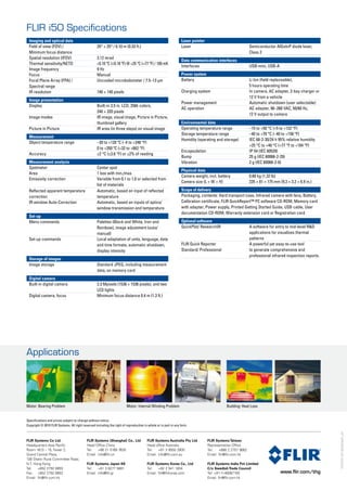 FLIR i50 Thermal Imaging Infrared Camera - Datasheet Manual | PDF