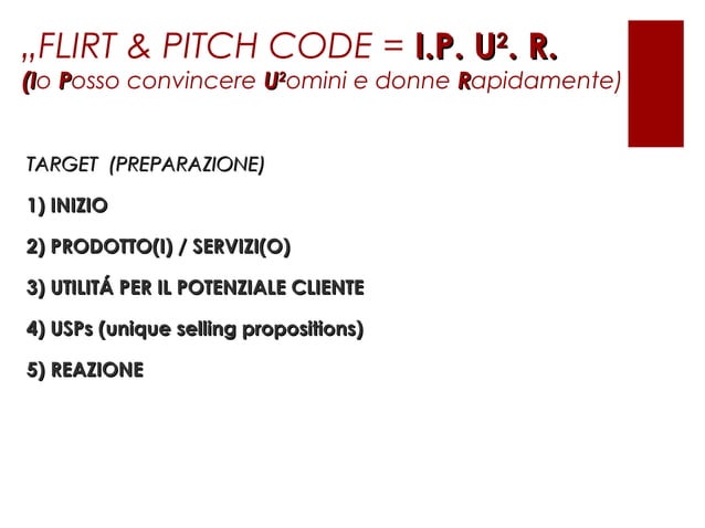 The ultimative pitch & flirt code | PPT
