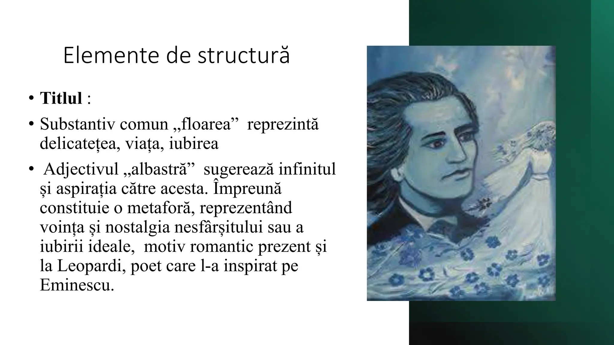 Floare albastră.pptx, material util pentru analiza poetica | PPTX