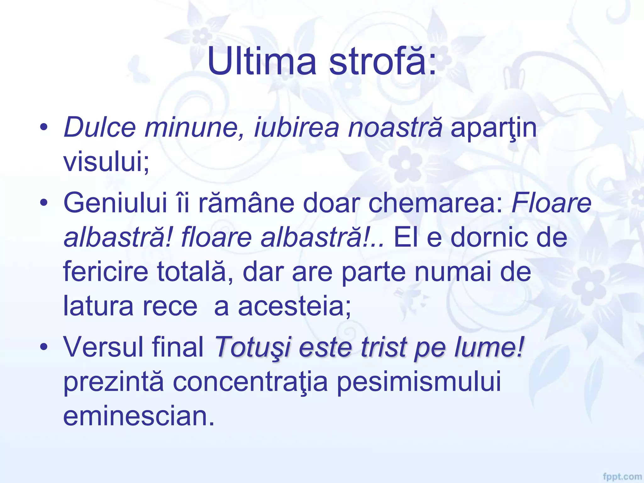 Floare albastră de M. Eminescu | PPT