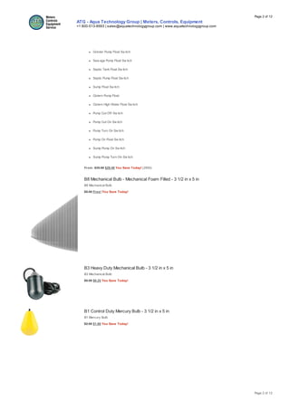 ATG - Aqua Technology Group Conery Float Switch Catalog | PDF