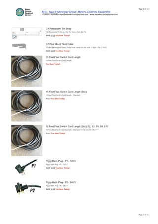ATG - Aqua Technology Group Conery Float Switch Catalog | PDF