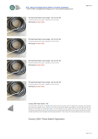 ATG - Aqua Technology Group Conery Float Switch Catalog | PDF