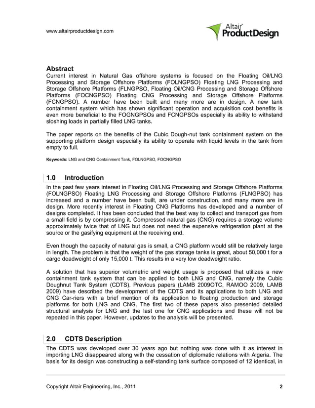 Floating LNG/CNG Processing & Storage Offshore Platforms Utilizing a New Tank Containment System ...