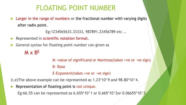 Floating point Numbers | PPTX | Computing | Technology & Computing