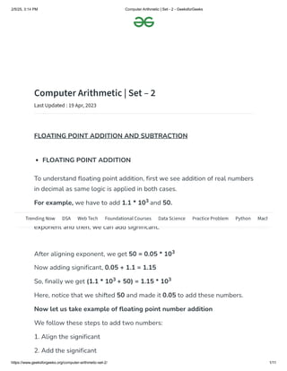 floating point.discussion with example 0 | PDF