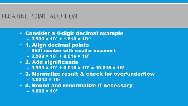 Floating point representation and arithmetic | PPT