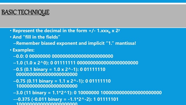 Floating point representation and arithmetic | PPT