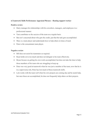 Floating support worker performance appraisal | PDF