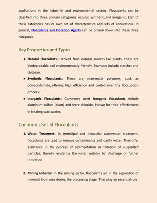 Flocculants An Overview and its Common Uses.pptx | Chemistry | Science