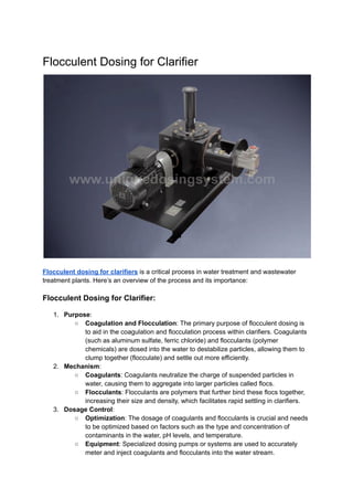 Flocculent Dosing pump for claffer tools | PDF