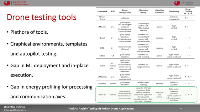 Rapidly Testing ML-Driven Drone Applications - The FlockAI Framework | PPT