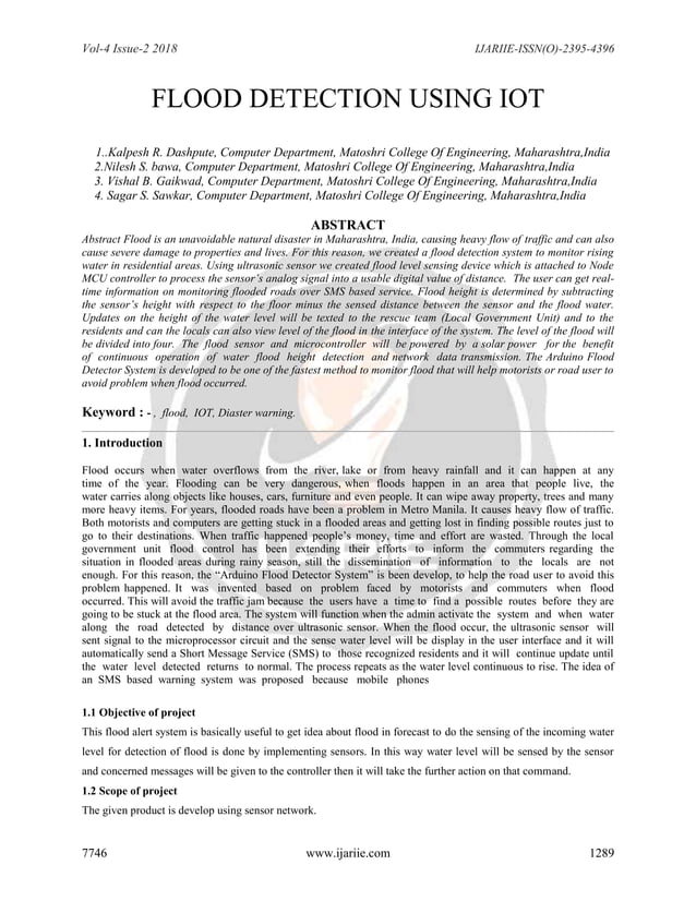 Flood detection using_iot_ijariie7746 | PDF