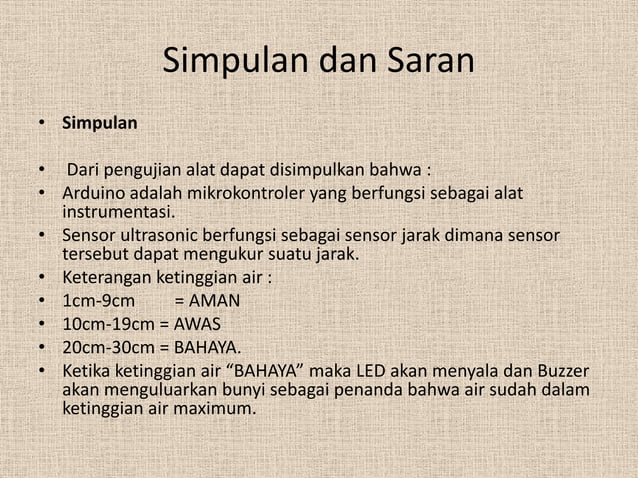 Flood detector Arduino Uno with Ultrasonic sensor | PPT