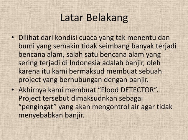 Flood detector Arduino Uno with Ultrasonic sensor | PPT