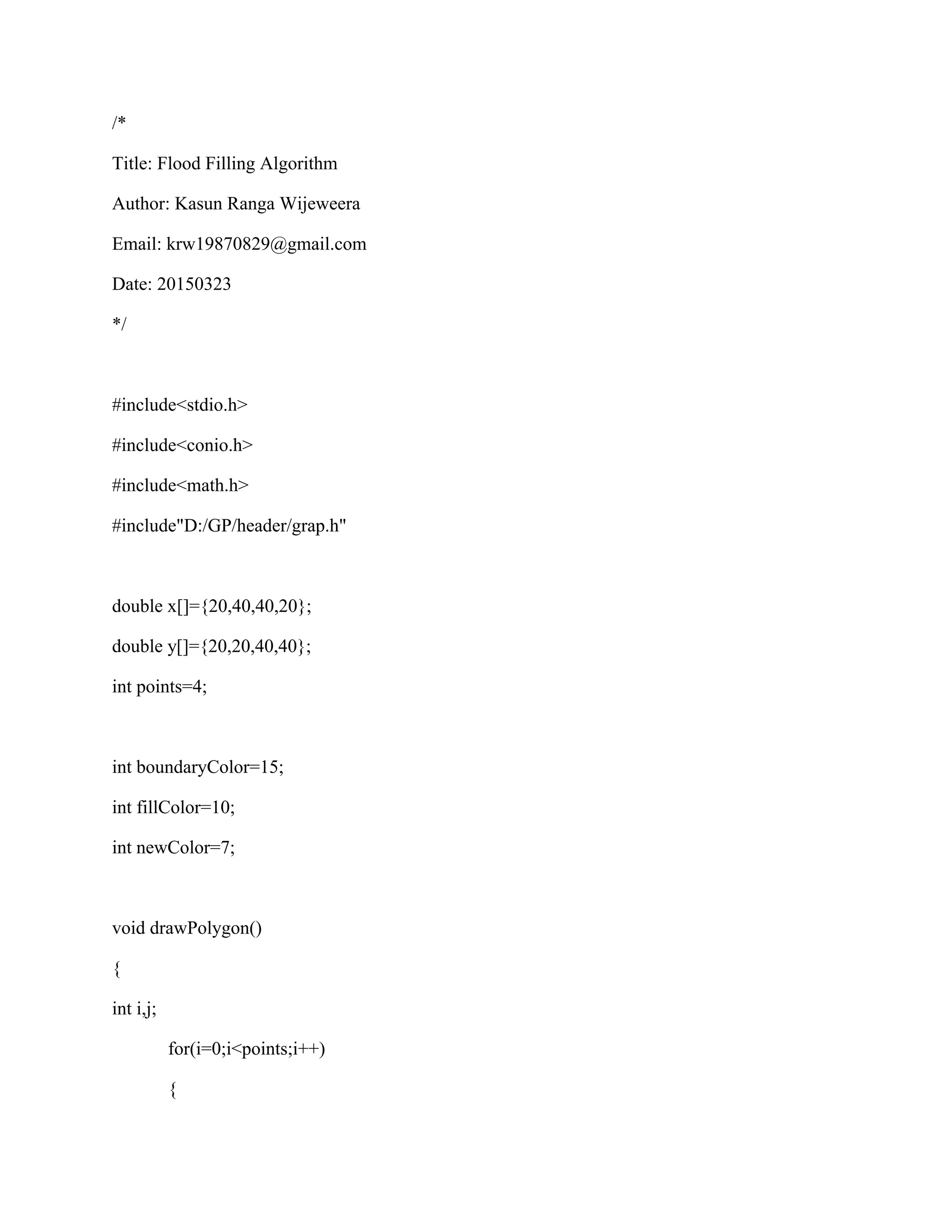 Flood Filling Algorithm in C | PDF