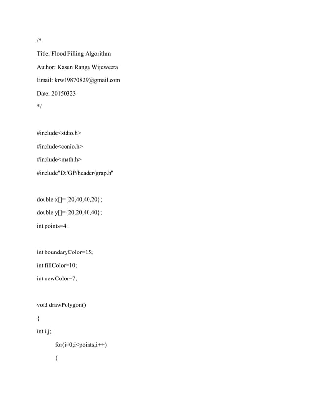 Flood Filling Algorithm in C | PDF