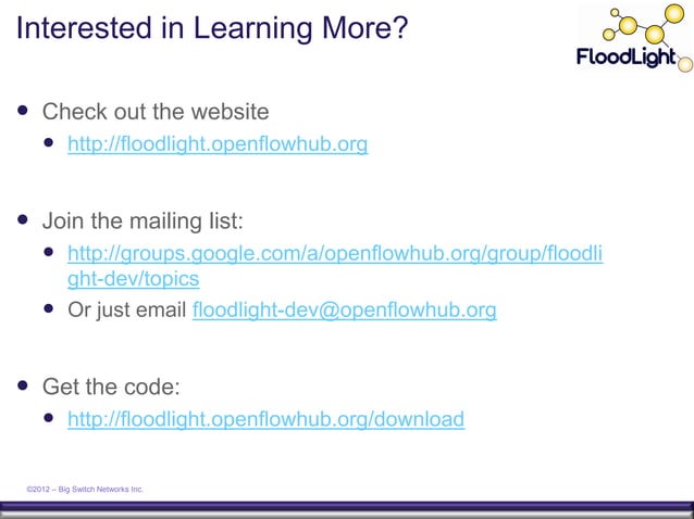 Floodlight OpenFlow Contoller - Updated Overview | PPTX
