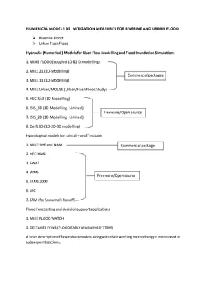 Training - Hydraulic Flood Modelling | DOCX