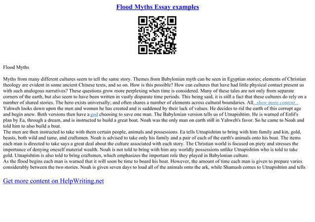 Flood Myths Essay Examples | PPT