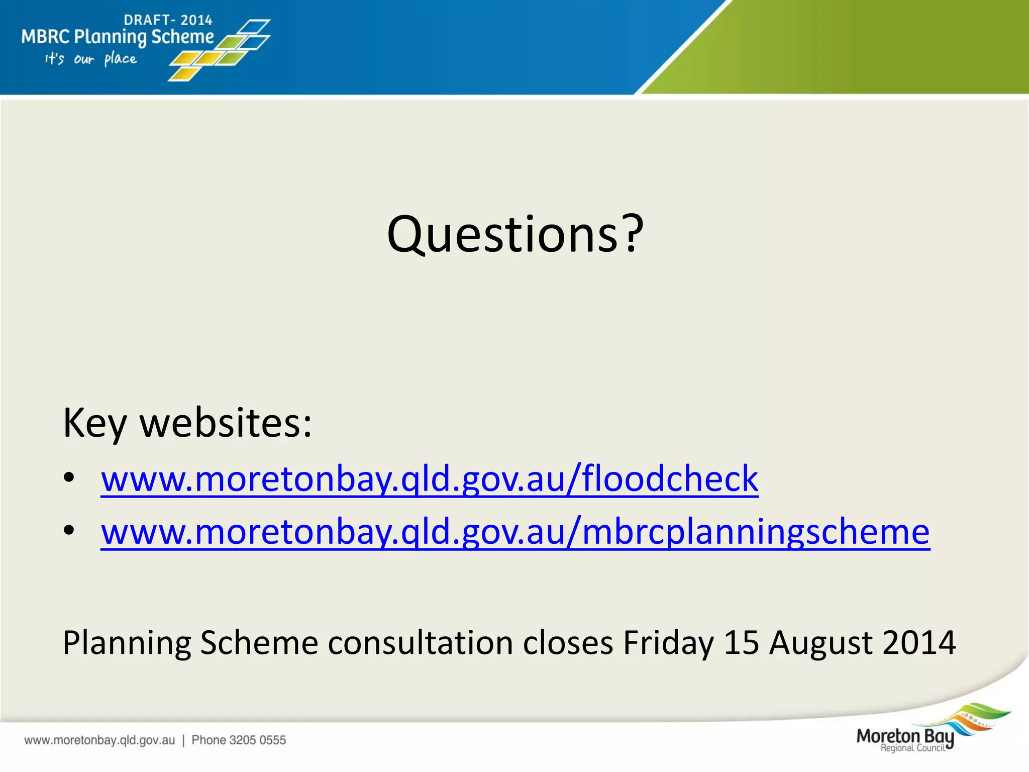 Flood risk management in the MBRC planning scheme | PPT